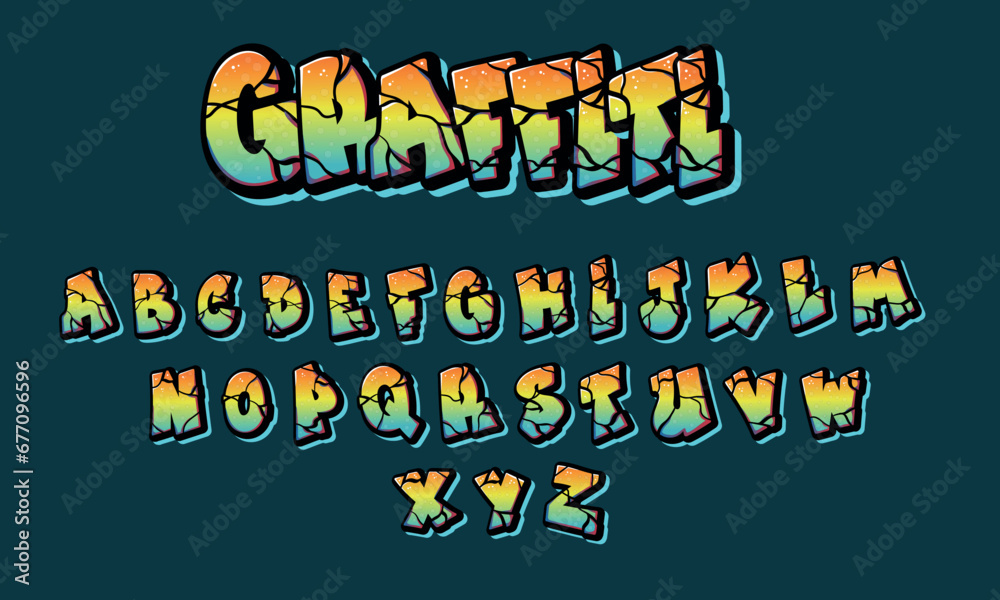 Vector font in graffiti style. Alphabet in capital letters Stock Vector ...