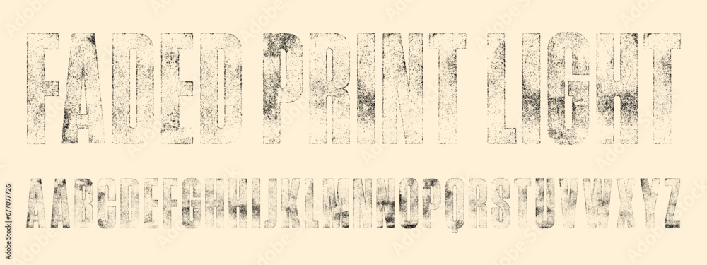 Faded, worn ink texture font. Highly detailed hand textured characters ...