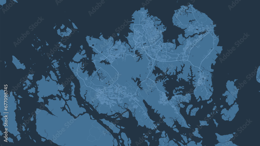 Detailed map poster of Batam city, linear print map. Blue skyline urban ...