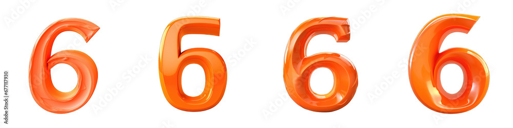 Orange colored number, logotype, number 6 , Six isolated on a ...