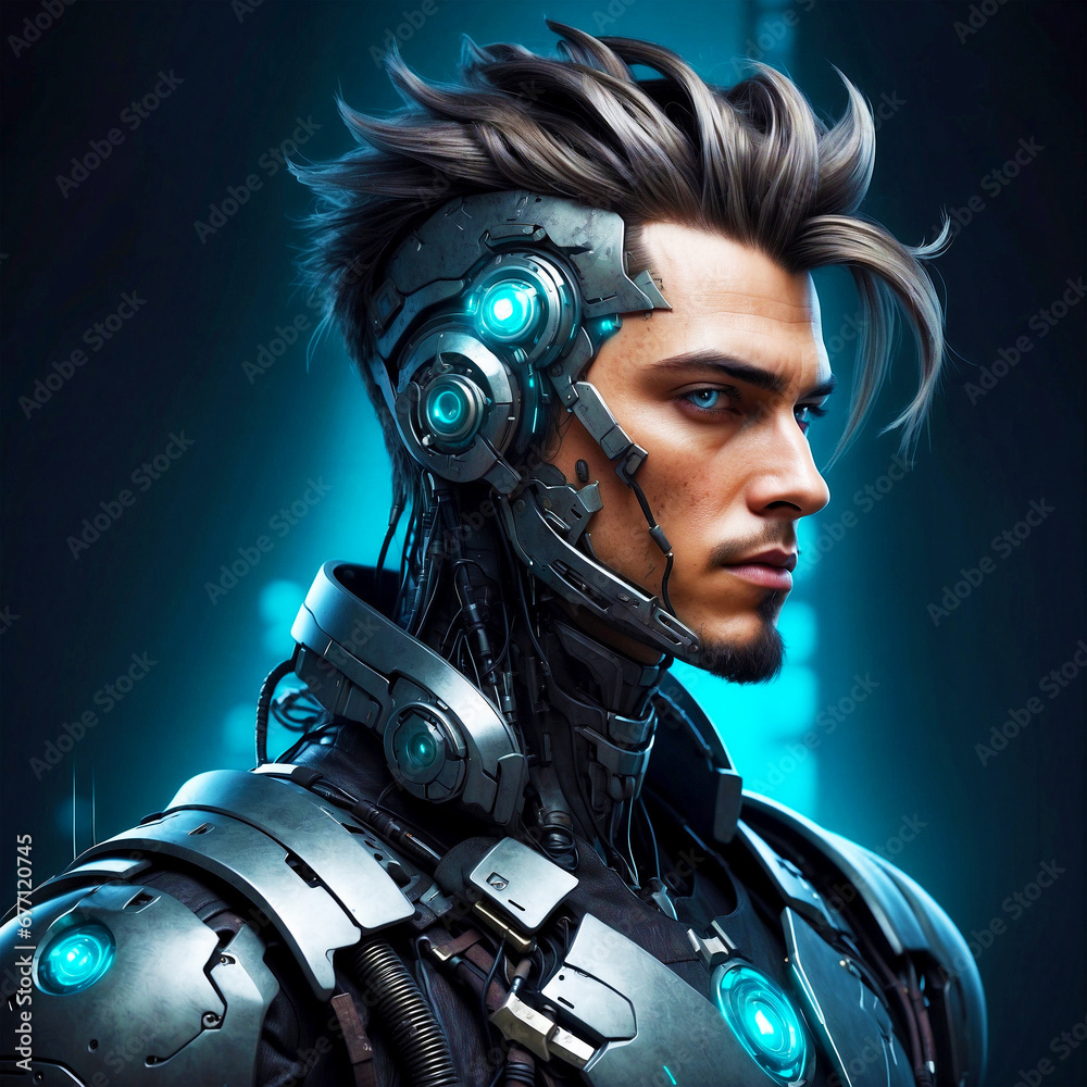 Hyper Realistic Cyborg Cyberpunk Military Soldier wearing Futuristic ...