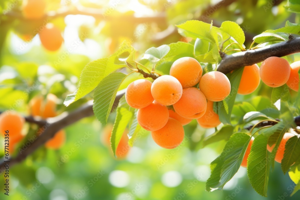 Lush apricot tree with abundant ripe fruits, perfect for harvesting in ...