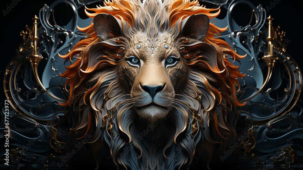 Fluid Ferocity: Illustrate a Lion's Fierce Presence Using Ferrofluid, a ...