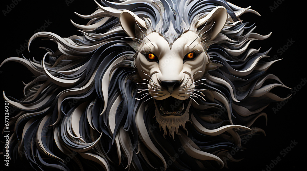 Fluid Ferocity: Illustrate a Lion's Fierce Presence Using Ferrofluid, a ...