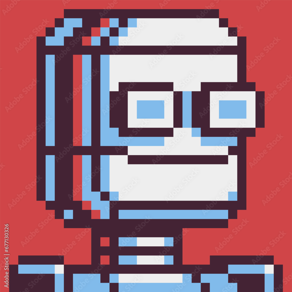 Robot head pixel art cartoon character avatar profile picture ...