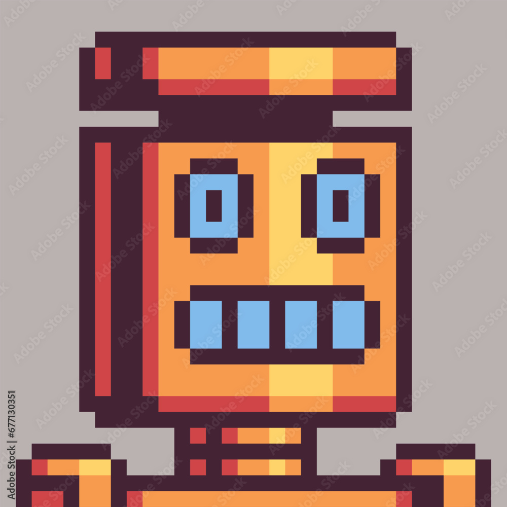 Robot head pixel art cartoon character avatar profile picture ...