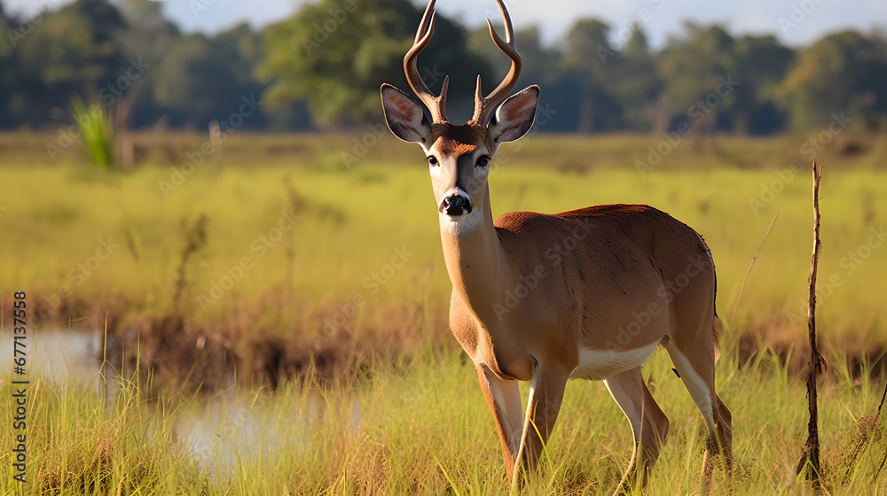 Pampas deer in the fields of the Brazilian Pantanal of Miranda Stock ...
