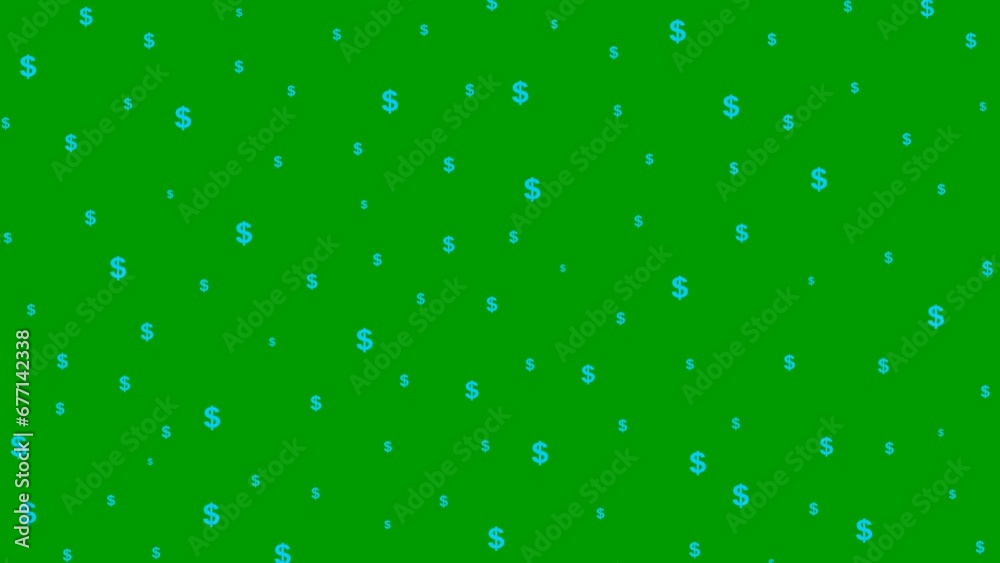 Animated blue dollar background. Money flies from top to bottom. Symbol ...