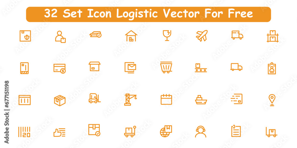 Logistics icon set. Containing distribution, shipping, transportation, delivery, cargo, freight ...