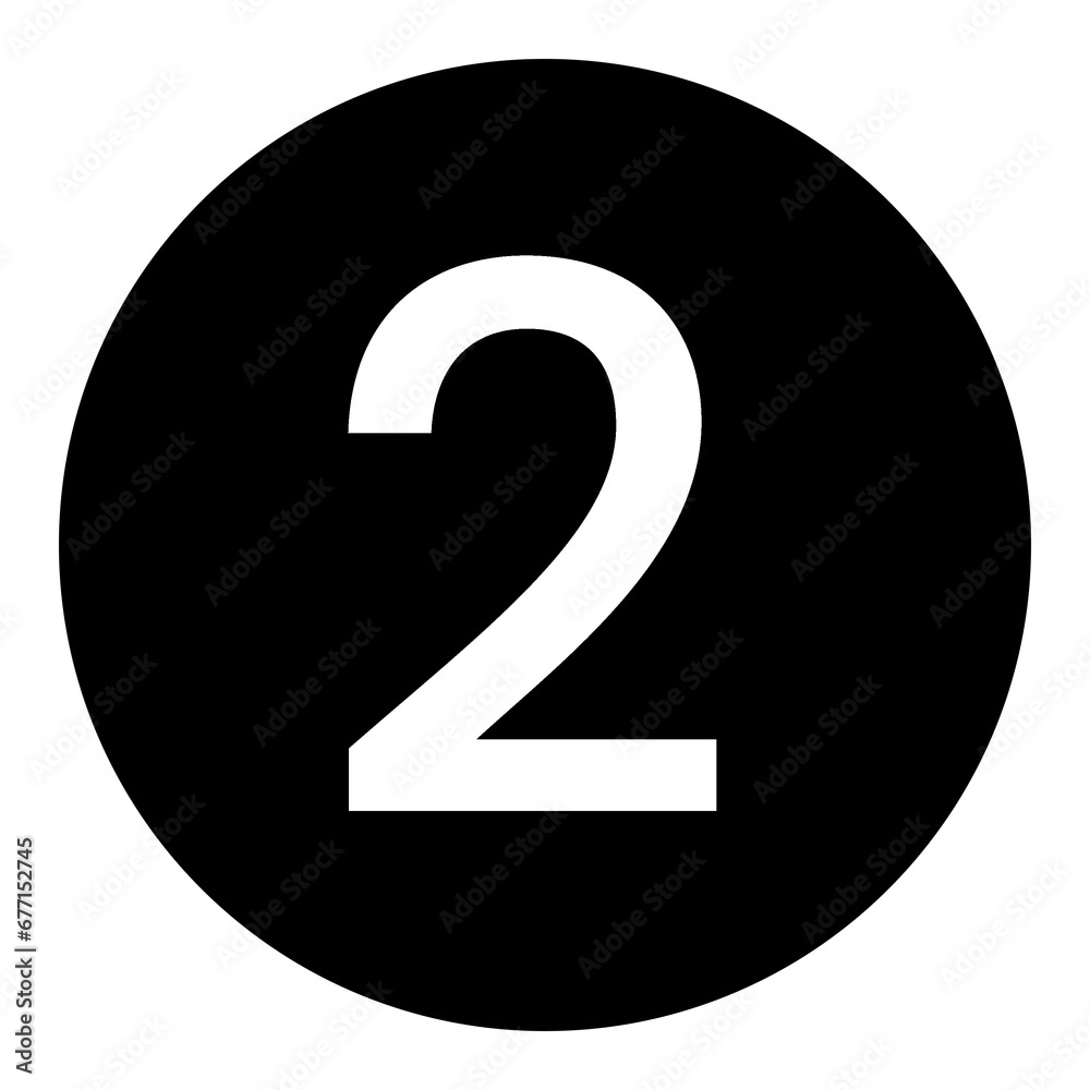 Black number 2 icon template transparent black circle number two Stock ...