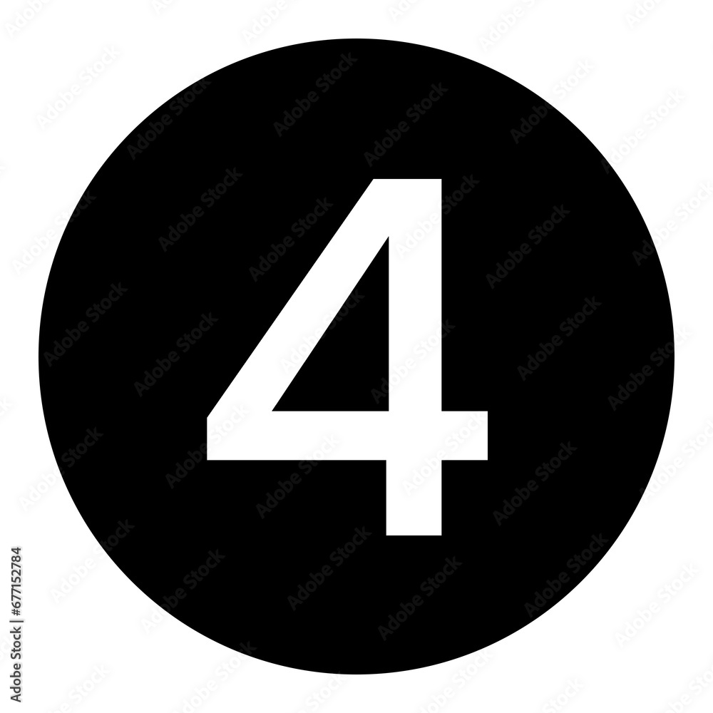 Black number 4 icon template transparent black circle number four Stock ...