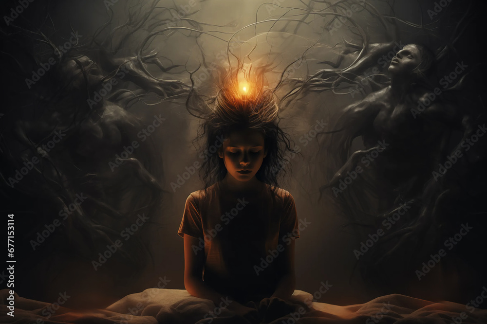 Nightmares Haunting of the Mind with Bad Dreams or Mental Anxiety In A ...