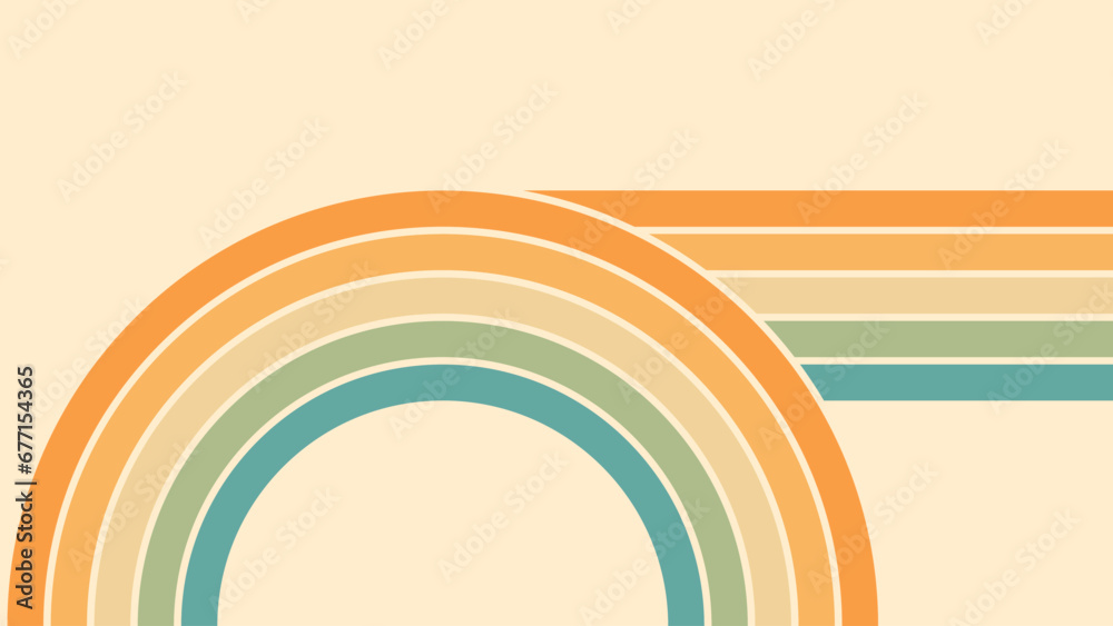 Abstract background of rainbow groovy Wavy Line design in 1970s Hippie ...