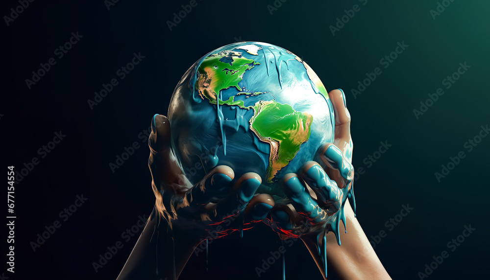 Global warming or climate change concepts with earth melting.ozone ...