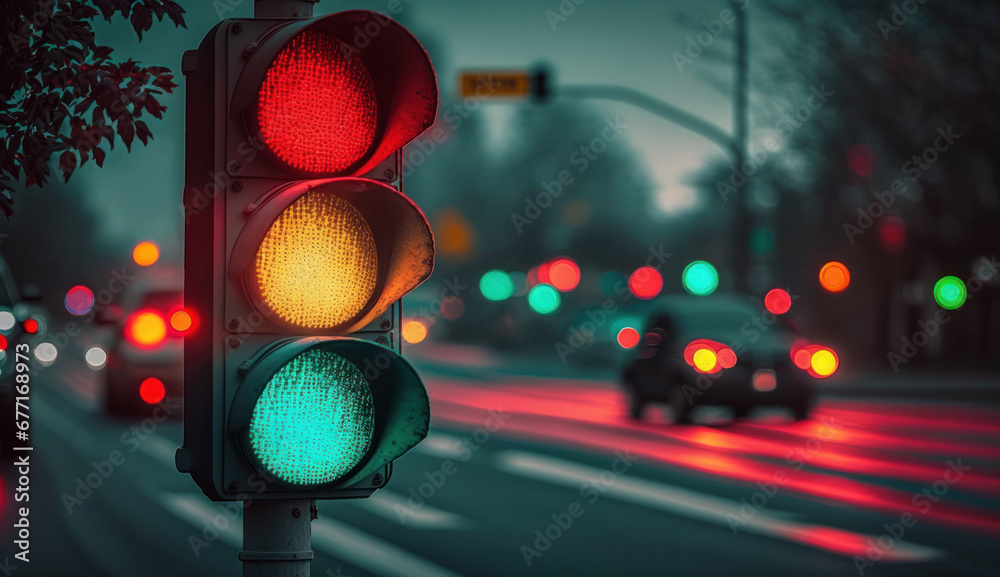 traffic light in vibrant colors created with Generative AI technology ...