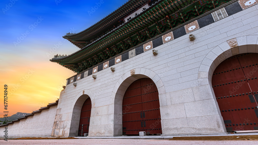 Gwanghwamun Gate is the main entrance to Gyeongbokgung Palace, which is ...