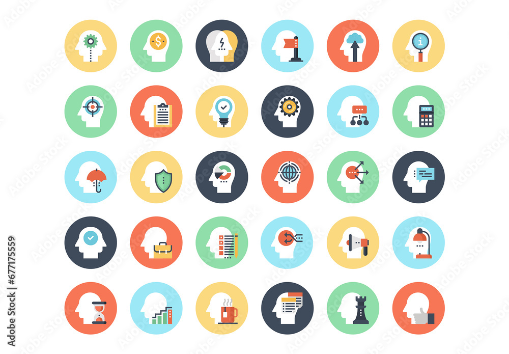 Vector set of business and staff management flat line web icons. Each ...