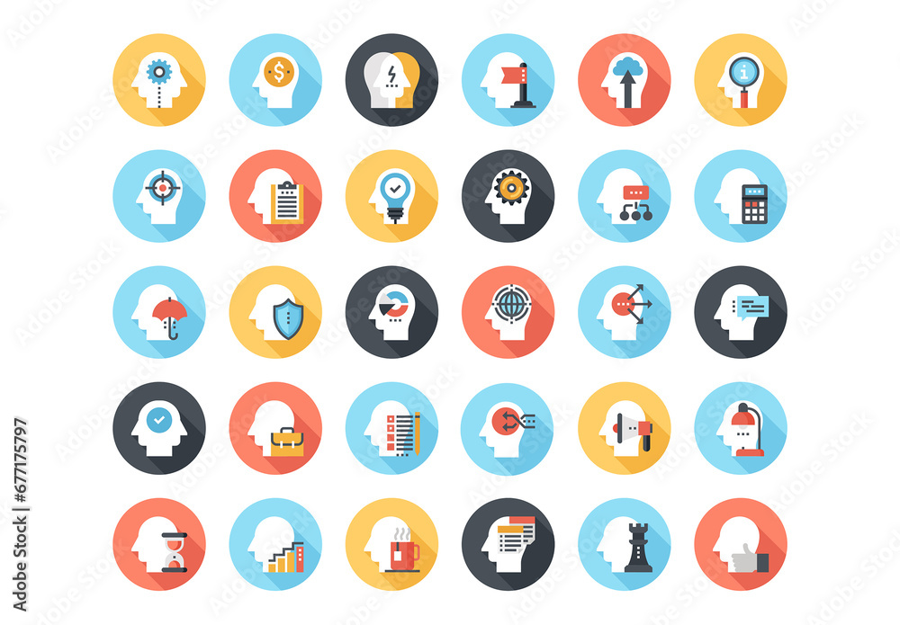 Abstract vector set of colorful flat business and staff management ...