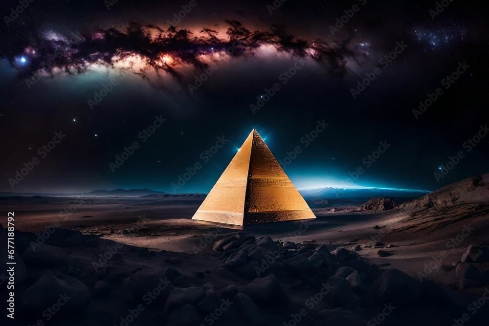 celestial tri dimentional pyramid portal from outer space , nebulas and ...