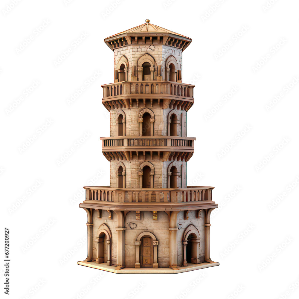 Wooden ancient roman tower isolated on white created with Generative AI ...