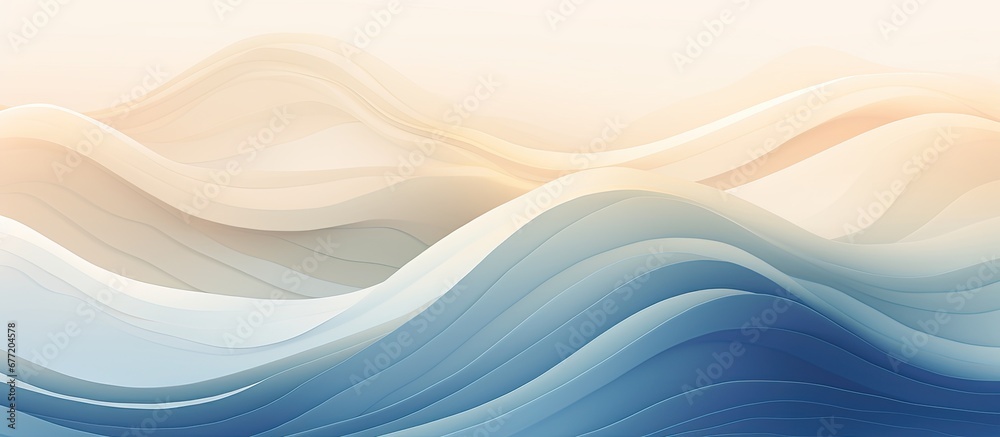 The digital art illustration features an abstract wave design with a ...