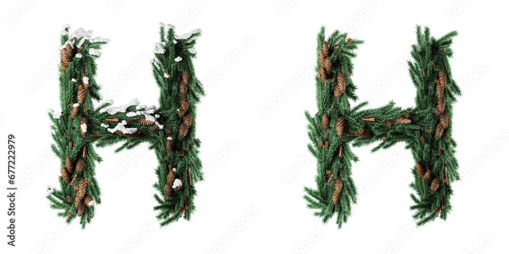 Christmas letter H. Christmas typography. Christmas font or type ...