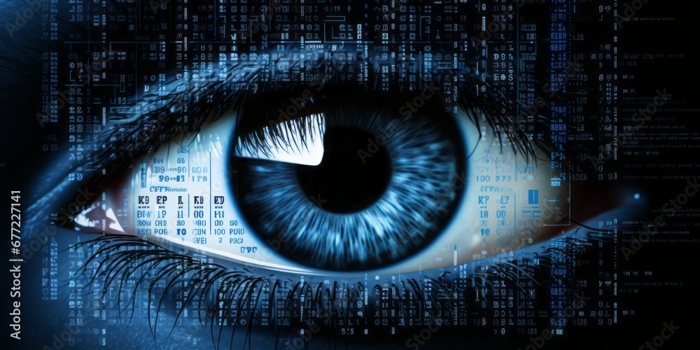Digital Vision A Human Eye Reveals Binary Code Unveiling The Matrix Of Ai And Ki Symbolizing