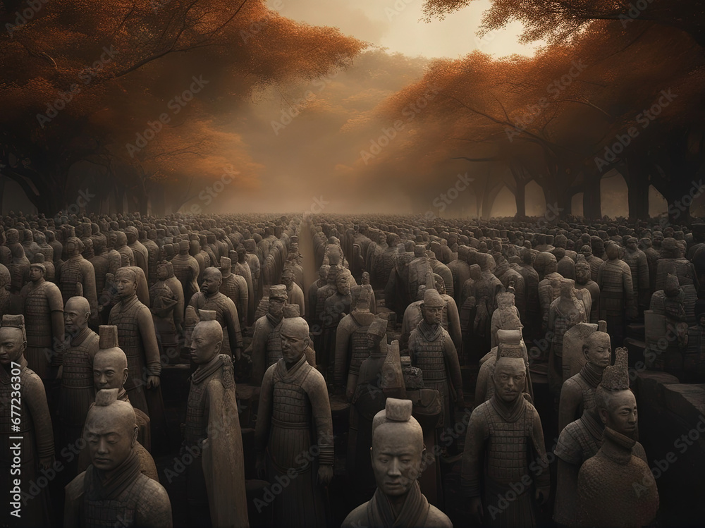 Terracotta Army, Ancient China Soldiers Statues Stock Illustration ...