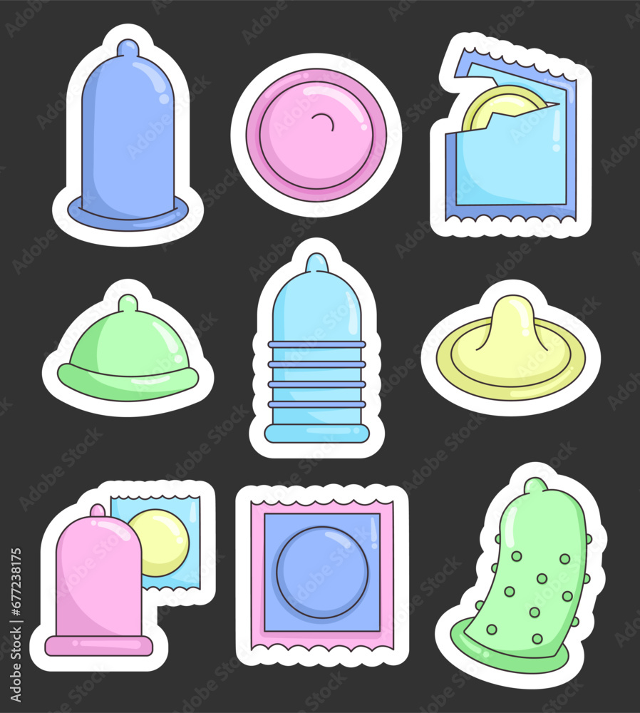 Different Condoms Sticker Bookmark Contraception And Birth Control