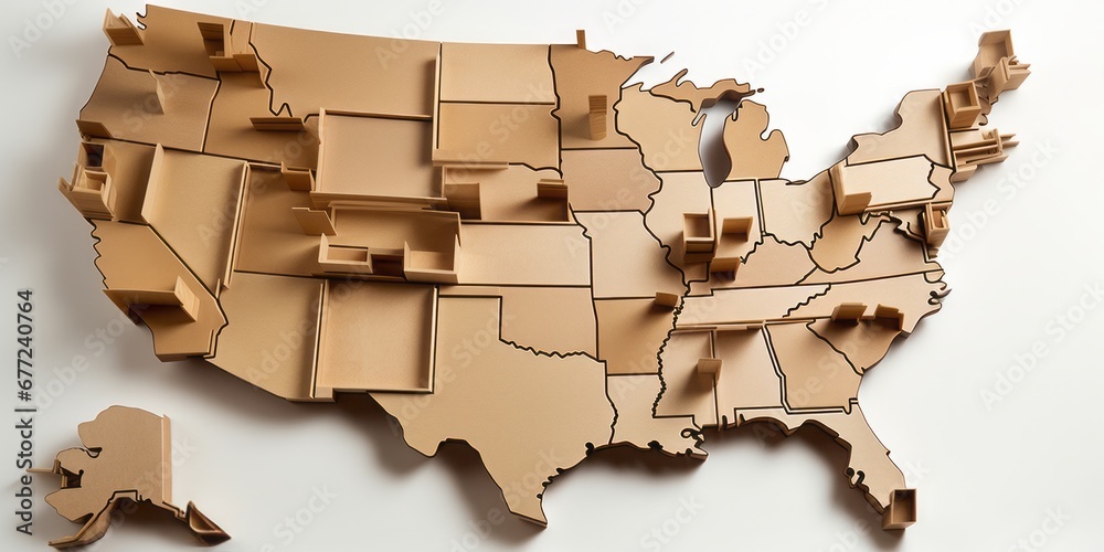 The United States Map Crafted from Cardboard Blocks Symbolizes Global ...