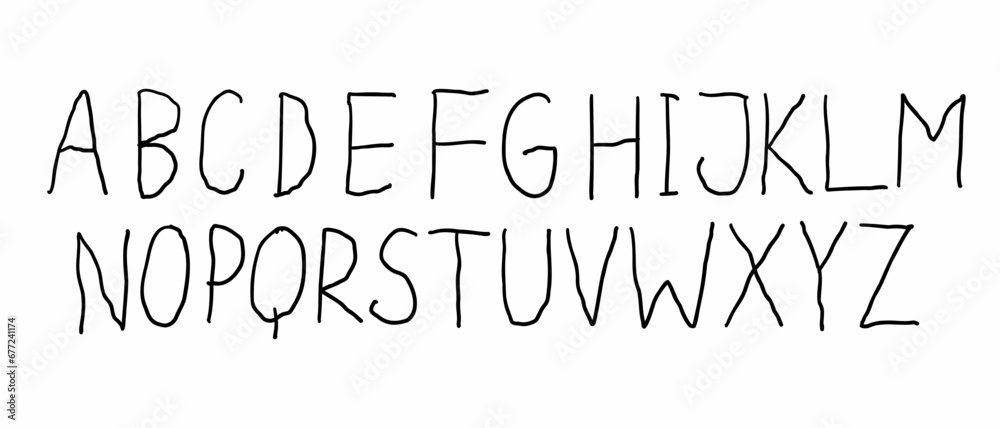 Scribble uppercase black english A to Z alphabet latin abc font ...