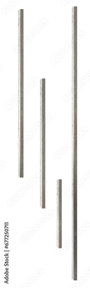 Vertical square profile of wet after rain metal beams , on a ...