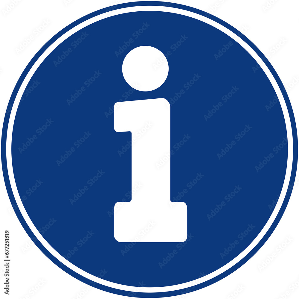 round blue sign with the letter i of the alphabet which means ...