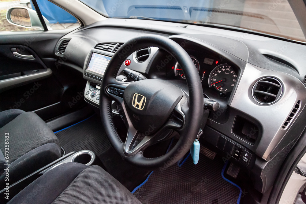 Interior of a Honda Stream car inside with a view of the dashboard ...