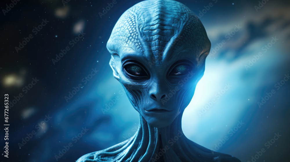 Alien creature has a message for humans. Grey kind humanoid from an ...