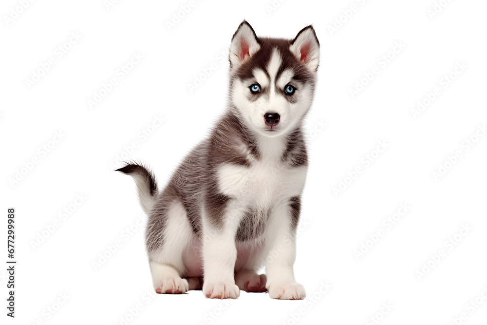 Siberian Husky dog puppy, red clor, on transparent background white ...