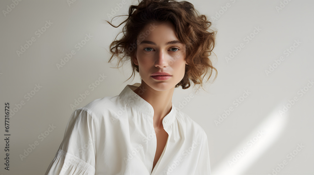 natural candid shot of one woman, sensitive skin, oily face, average ...