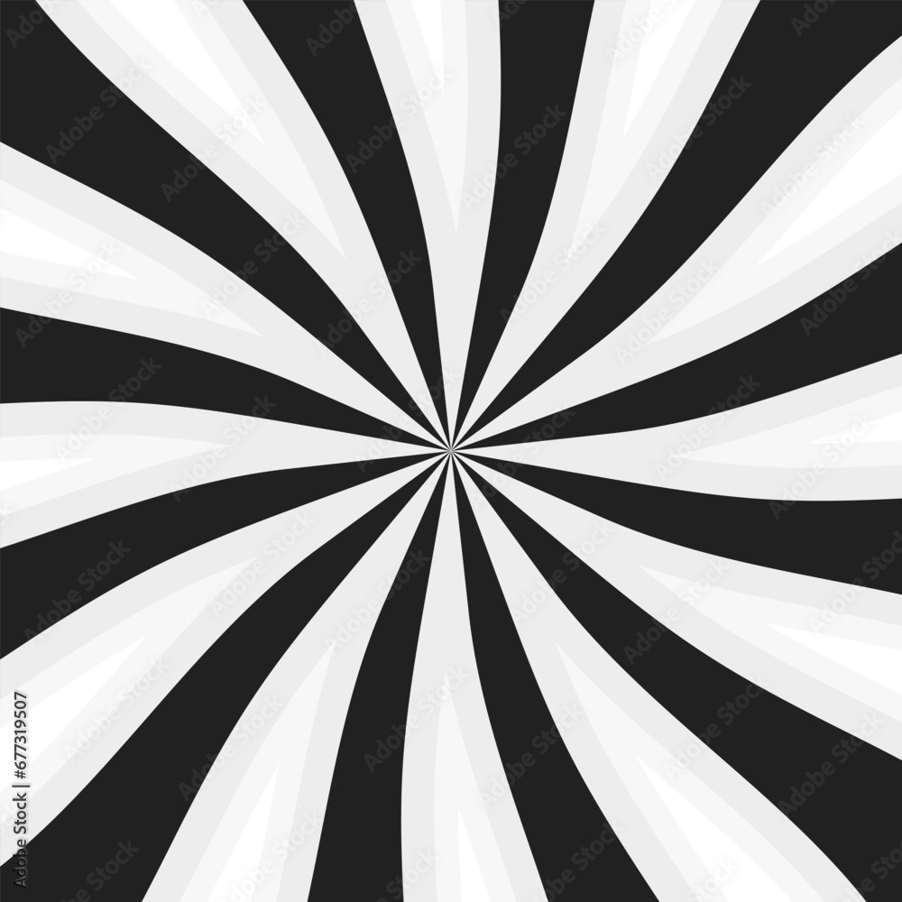 Spiral with radial gray and black rays. Psychedelic vector background ...