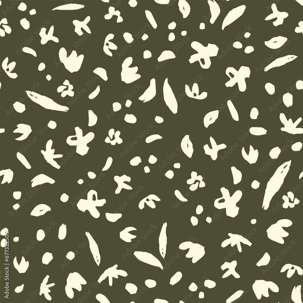 Abstract botanical seamless repeat pattern. Random placed, vector ...
