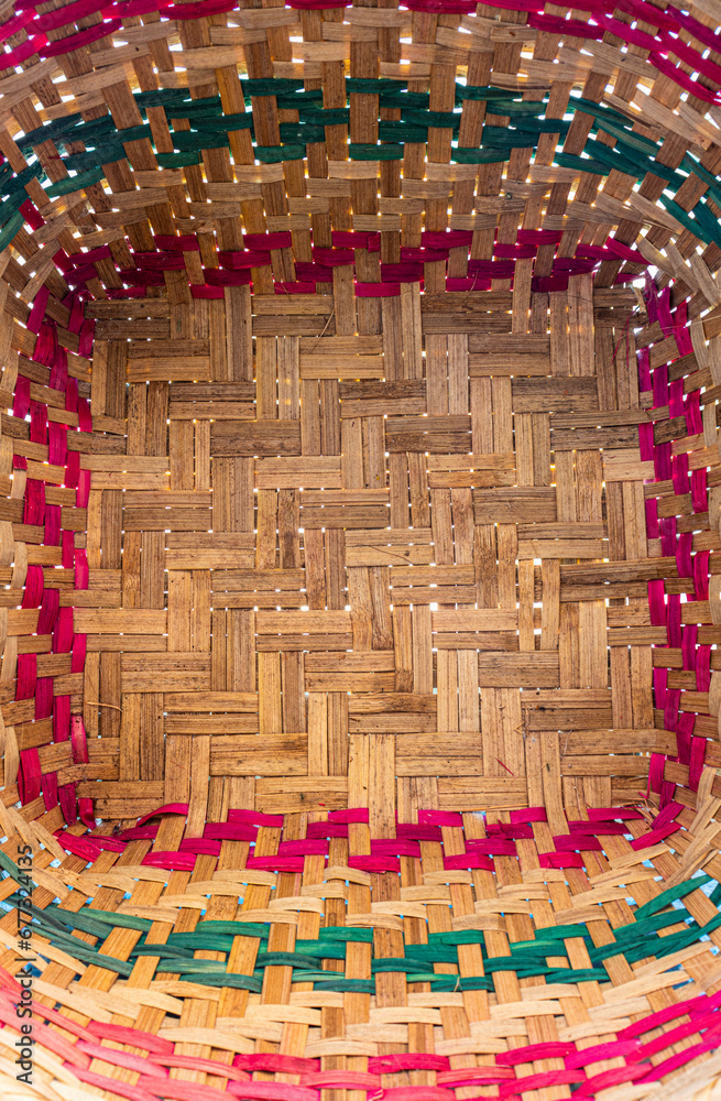 basket detail in braided straw. basketry from the Kaingang ethnic group ...