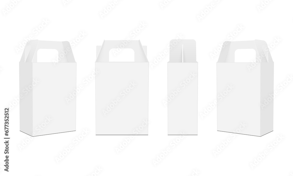 Poster Rectangular Carrier Box Mockup, Boxes With Handle, Front and ...