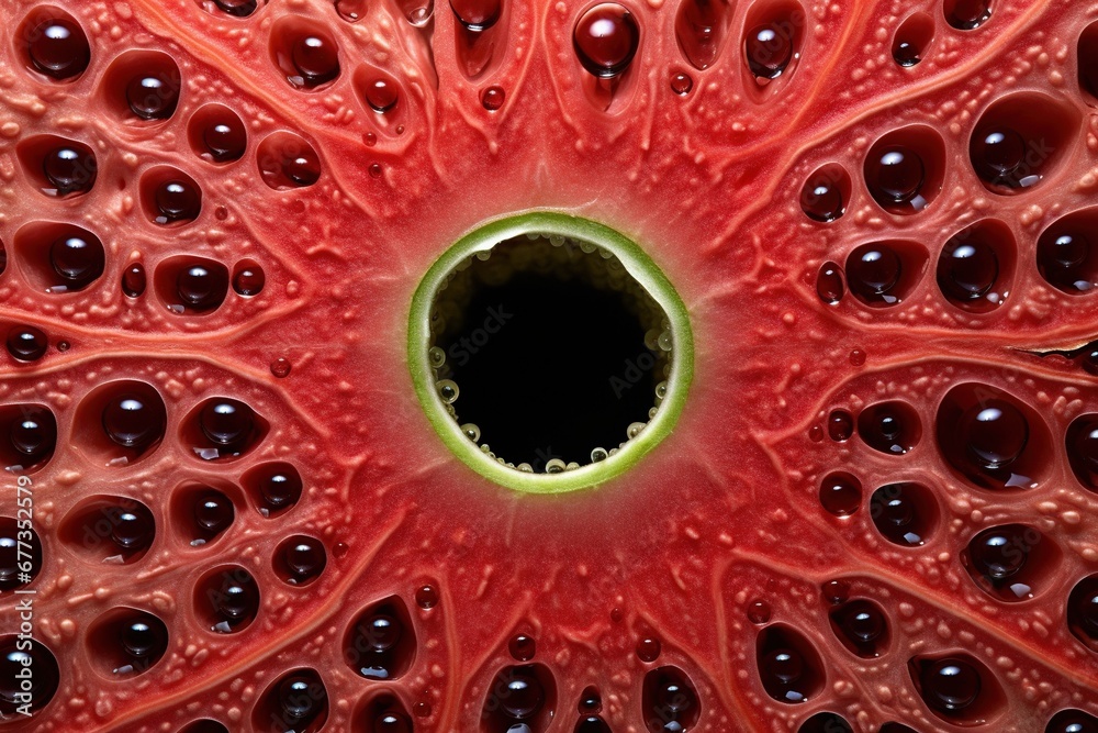 Cross-section of watermelon revealing seed patterns Stock Photo | Adobe ...
