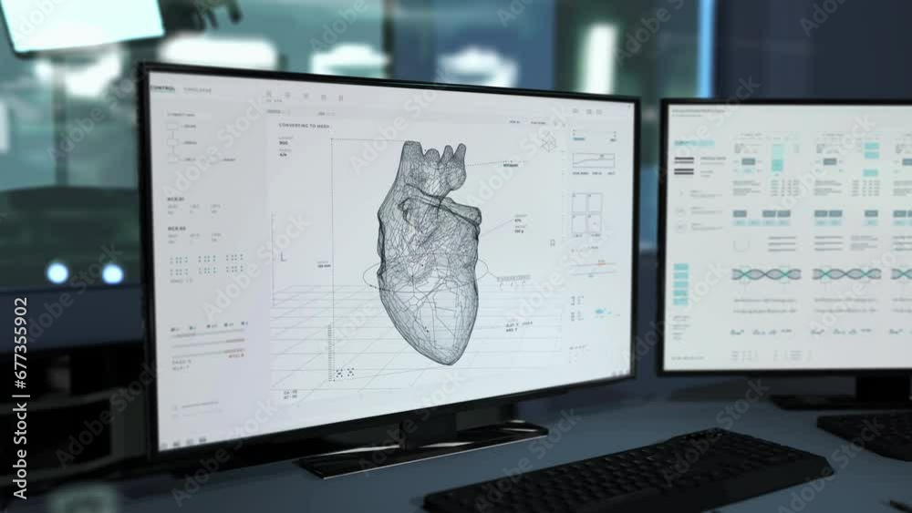 Modern Bio Medicine Interface Scanning Human Organ To Print 3D Model Of ...
