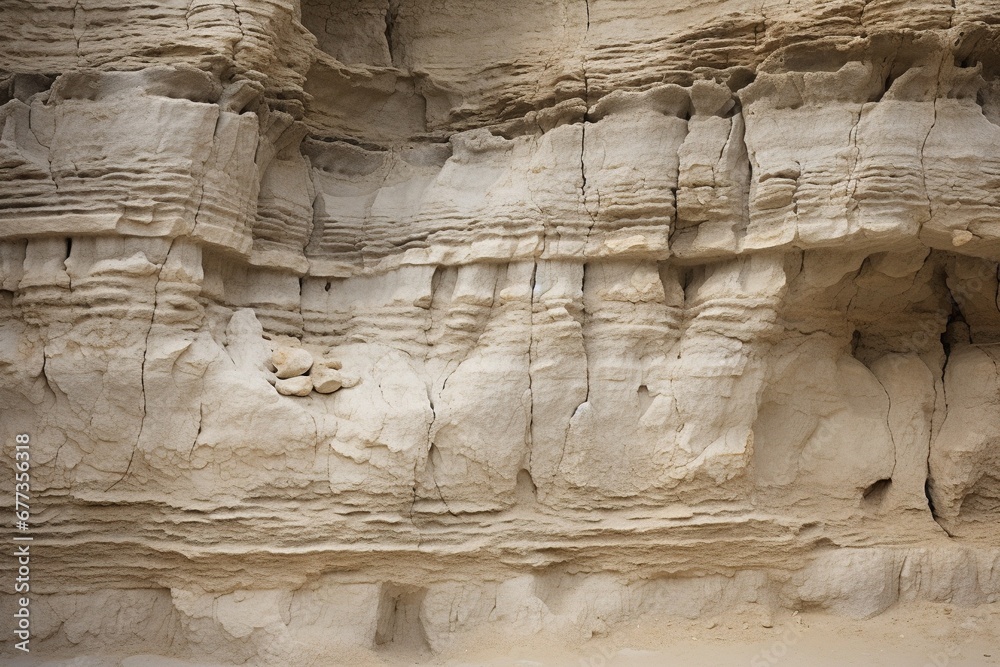 Detail of a limestone cave wall, showing the smooth erosion from water ...