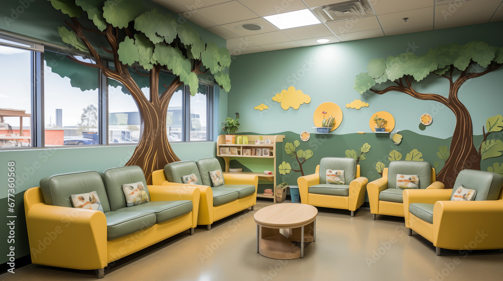 Pediatrician's Office with Nature Theme: A pediatrician's office with a ...