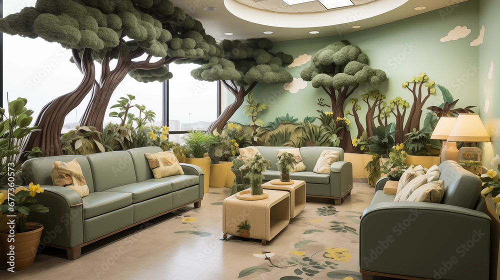 Pediatrician's Office with Nature Theme: A pediatrician's office with a ...