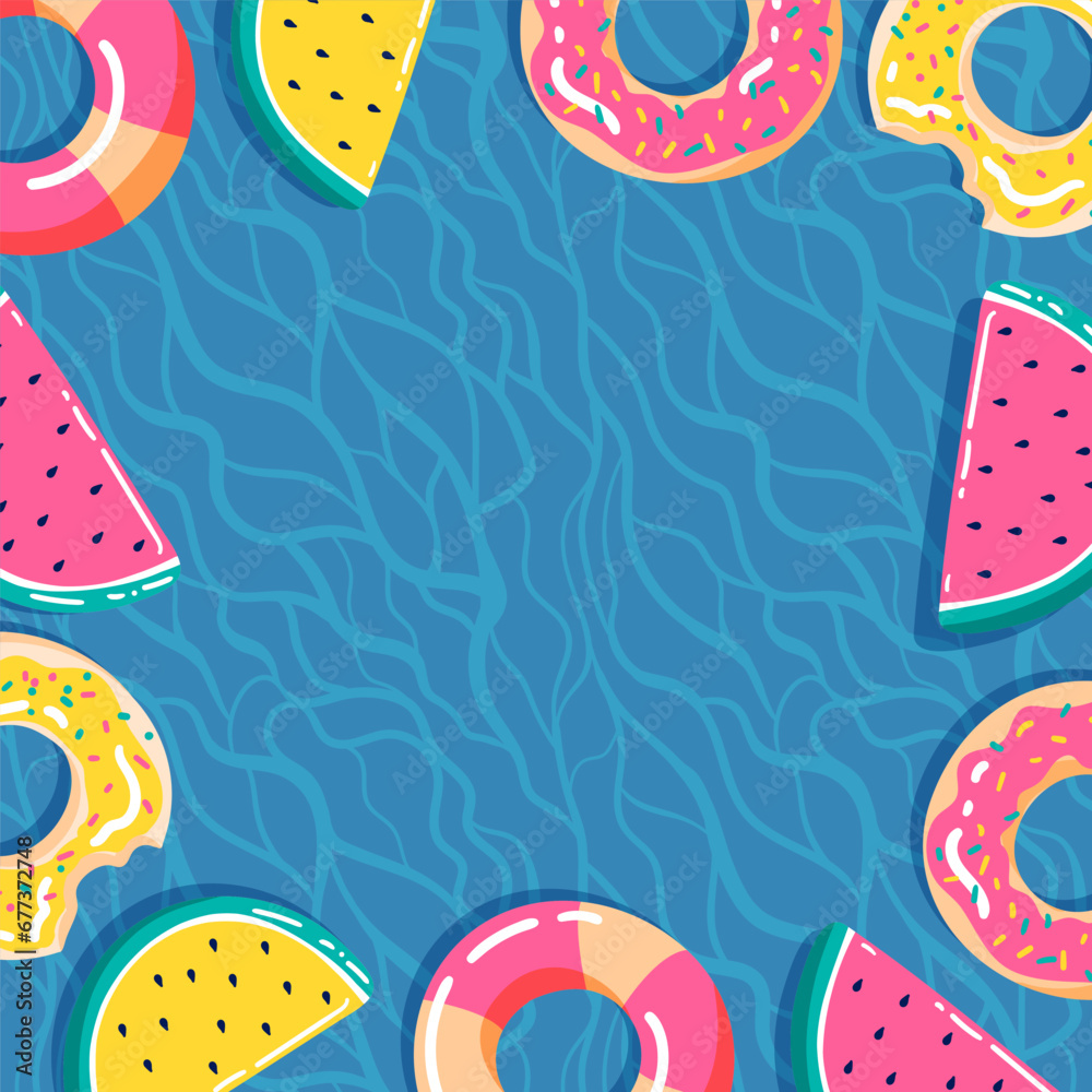 Vector colorful illustration. A frame with floating elements of a ...