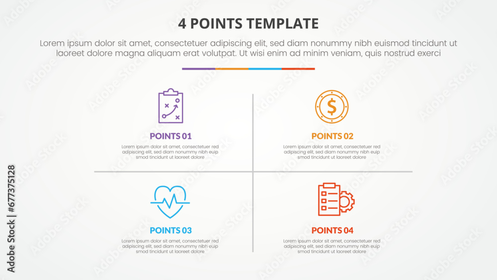 4 points stage template infographic concept for slide presentation with ...
