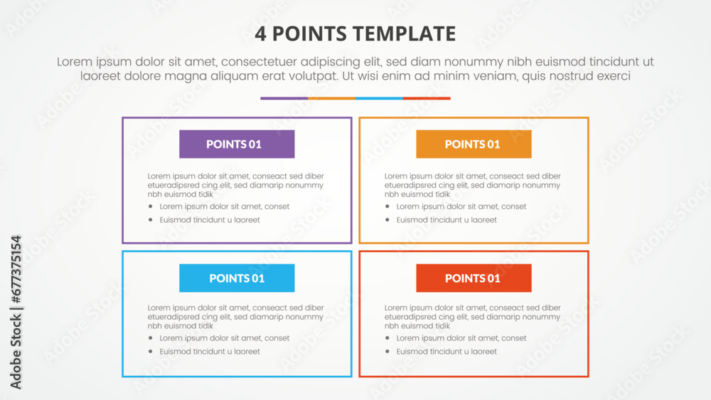 4 points stage template infographic concept for slide presentation with ...