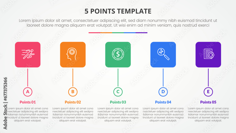 5 points stage template infographic concept for slide presentation with ...